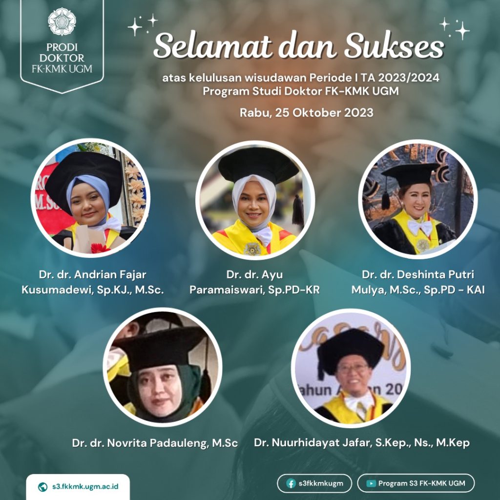 Selamat dan Sukses Wisudawan Program Studi Doktor FK-KMK UGM – Program Studi Doktor FK-KMK UGM